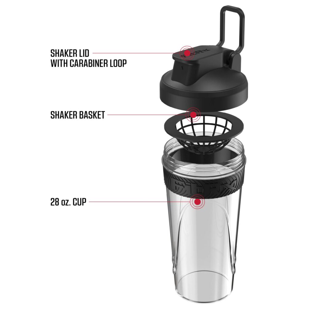 Sport Shaker Bottle, 28oz – Built-In Shaker Basket - FitRx™